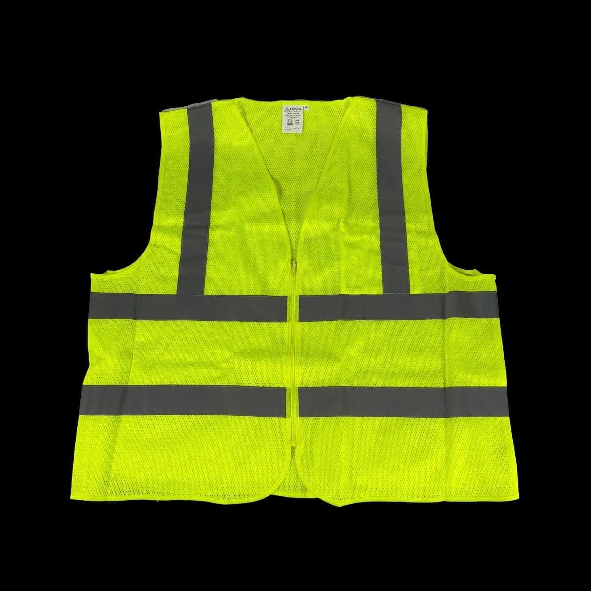 LARGE SAFETY VEST LIME MESH ZIPPER - Ed Her Plastics